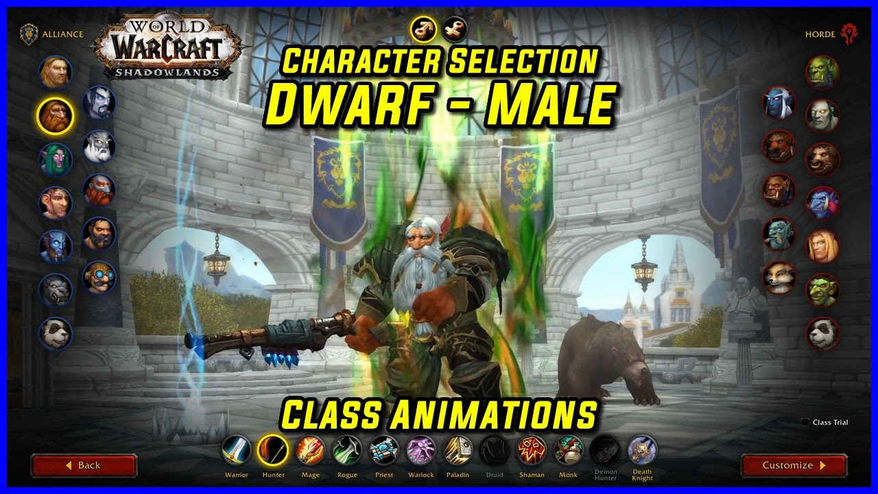 WoW Class Animations - Dwarf Male - WoW Shadowlands Character Creation ...