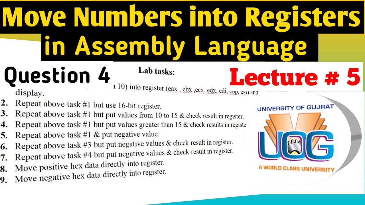 Move Numbers Into Registers In Assembly Language Lec 5 Question 4