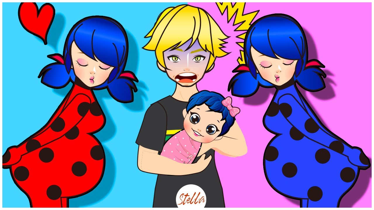 [🐾paper diy🐾] Pregnant Ladybug vs Blue Ladybug Cat noir cares Baby ...