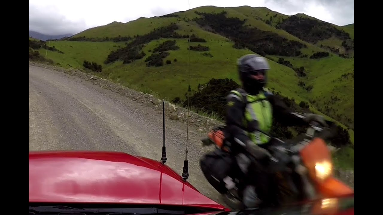 Near miss with a motorbike on Lake Sumner Road - YouTube