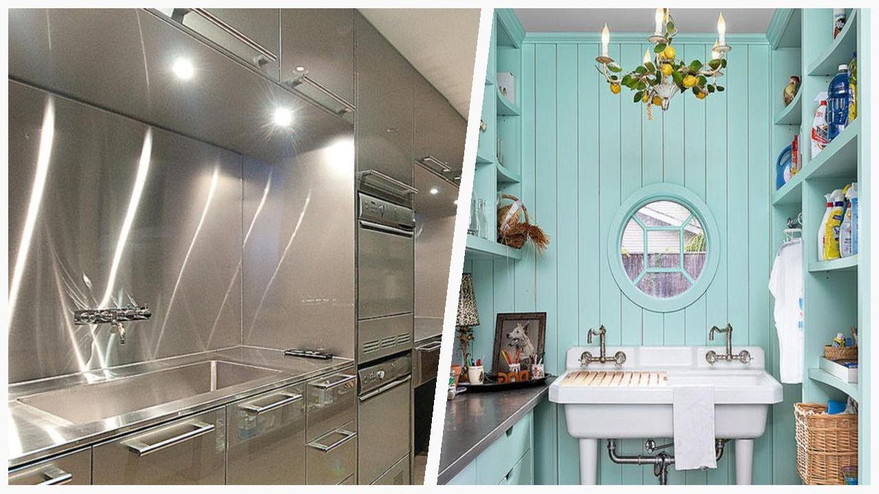 75 Laundry Room With Stainless Steel Countertops And Zinc Countertops ...