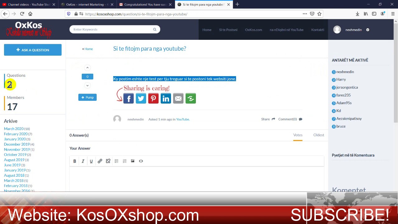 Krijuam Websit per JU per Pyetje dhe Pergjigje Internet Marketing ...