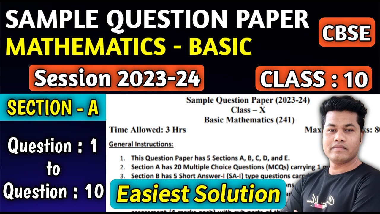 Maths Basic Sample Paper 2023-24 Solutions Class 10 CBSE | Class 10 ...