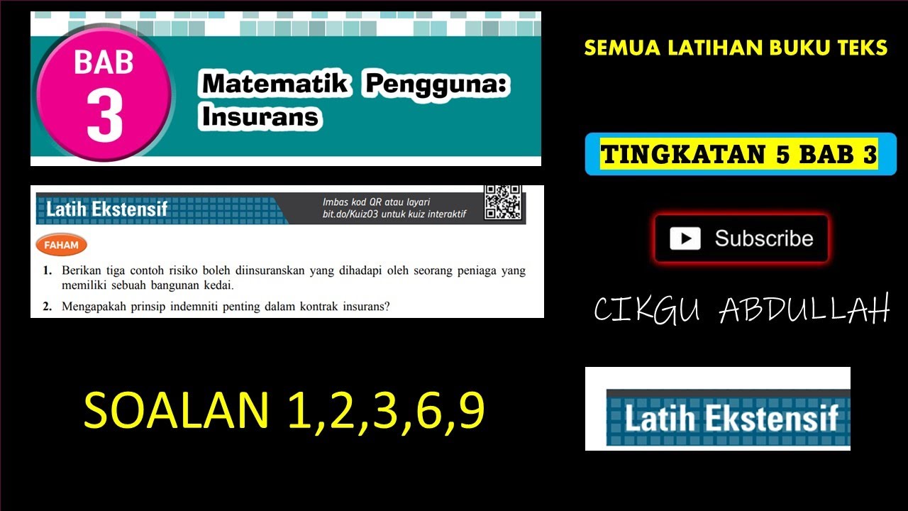 BAB 3 INSURANS TINGKATAN 5#LATIH EKXTENSIF #CIKGU ABDULLAH - YouTube