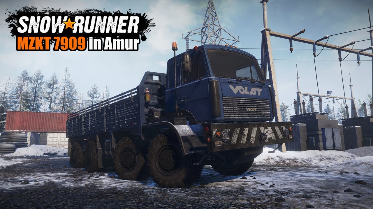 MZKT 7909 delivering metal beams in Amur | Snowrunner 4K - YouTube