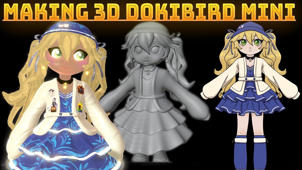 the process of making the 3D character Dokibird mini - YouTube