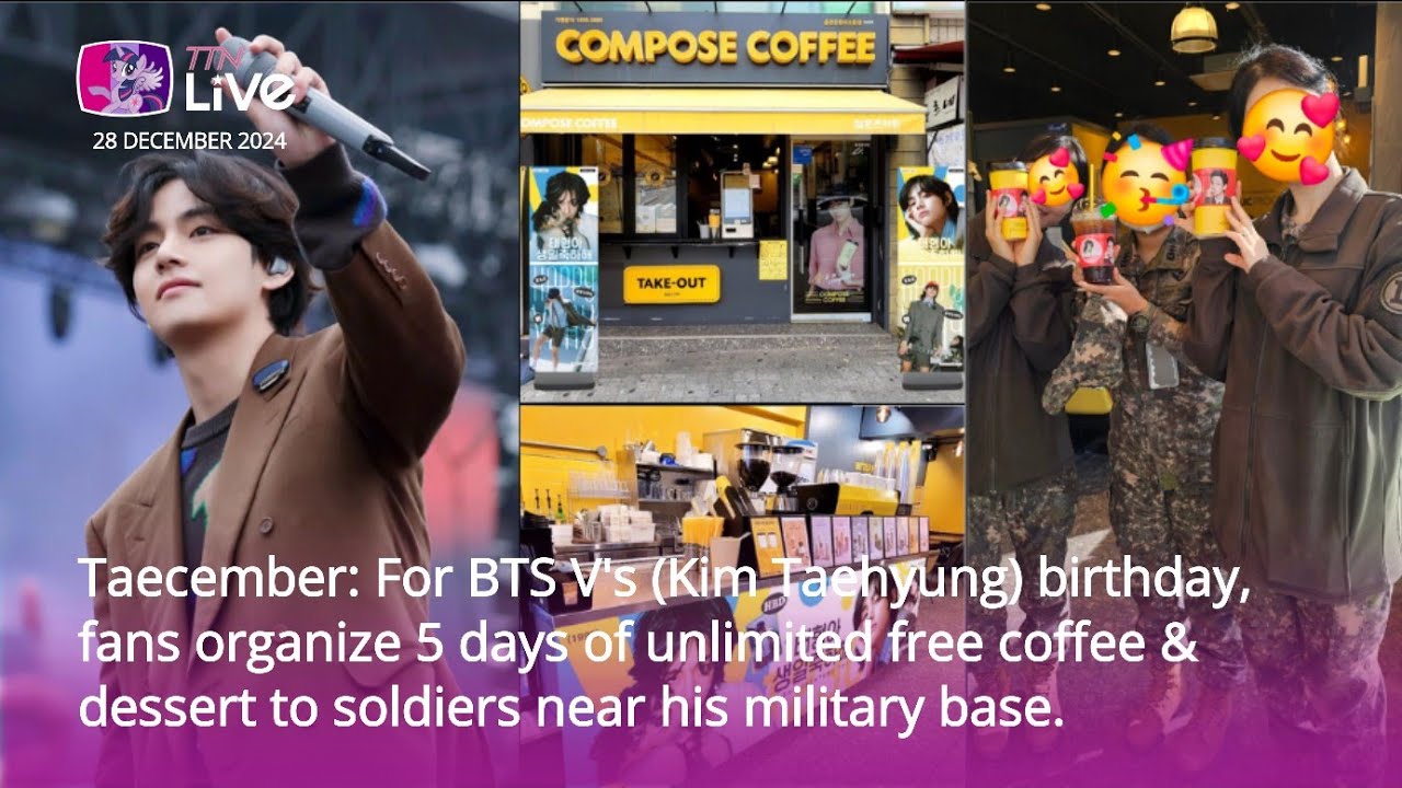 Taecember: For BTS V's birthday, fans organize coffee & dessert to ...