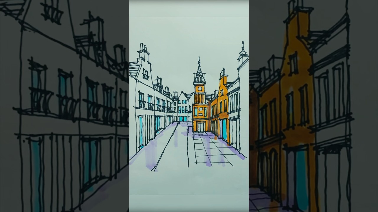 Just a simple street perspective sketch #art #drawing #sketch #shorts ...