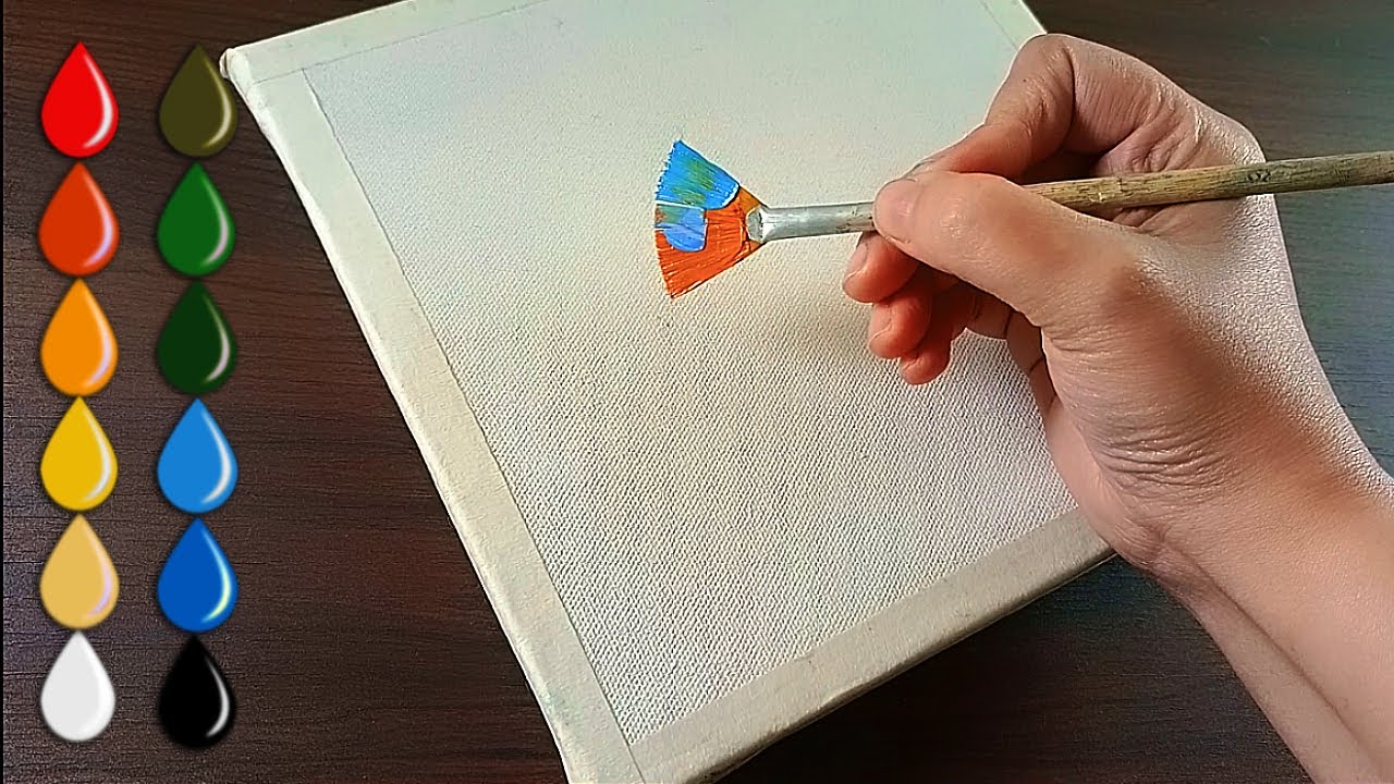 How to Draw a Beautiful Sunset Over Green Field | Acrylic Painting for ...