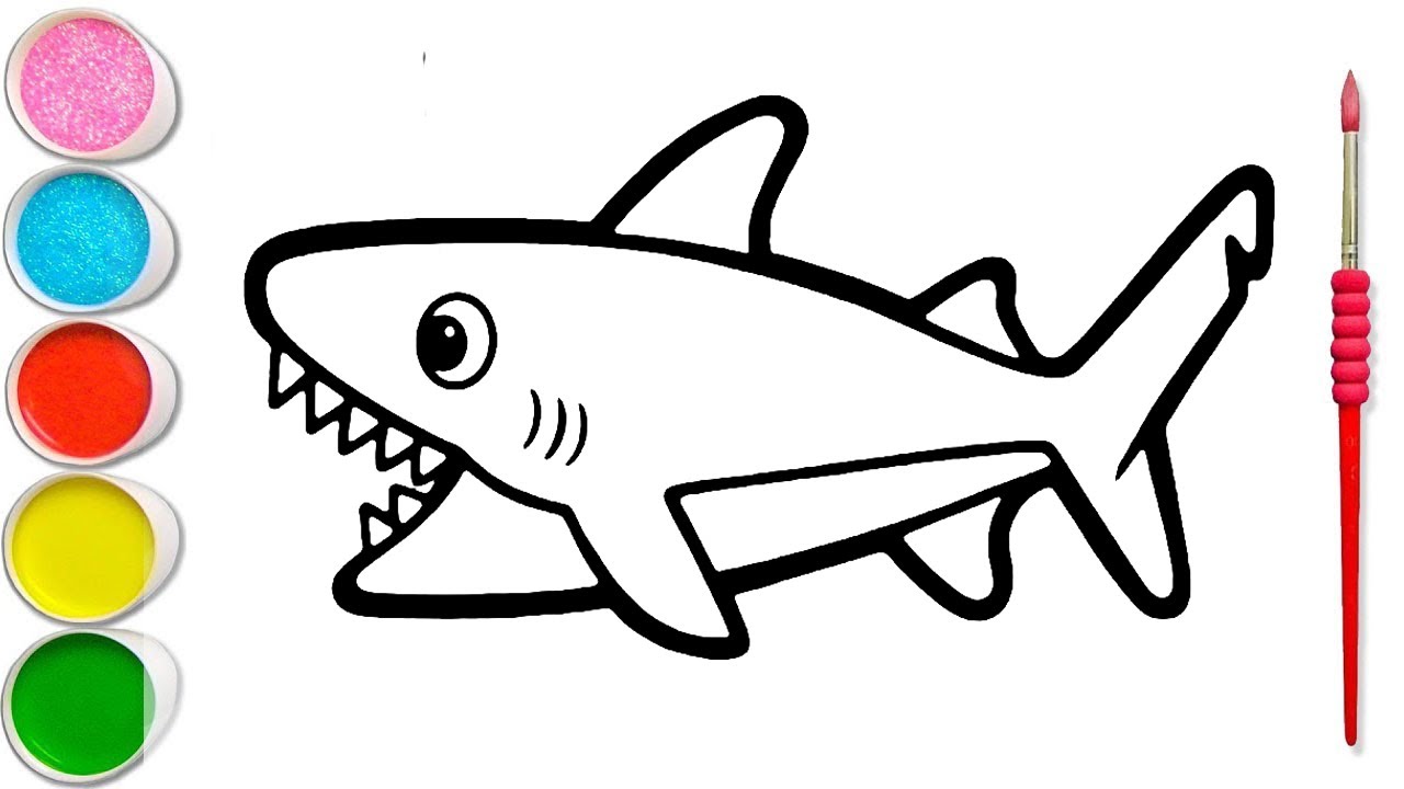 Draw and color sharks for kids | Learn simple lines dibujar un tiburón ...