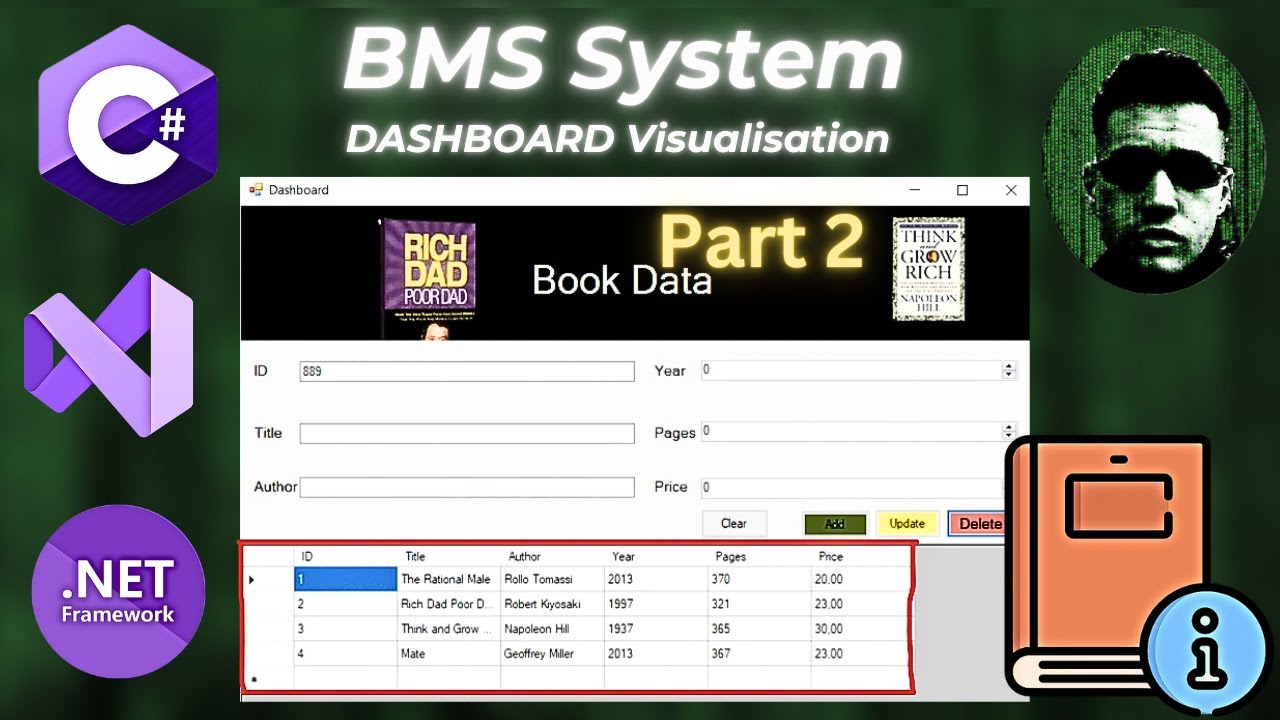 C# WinForms Book Management System: Part 2 - Dashboard & Data Grid View ...