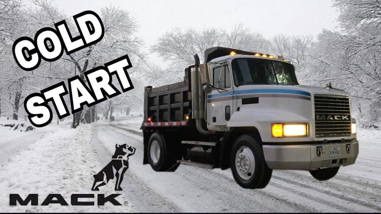 Mack truck cold start - YouTube