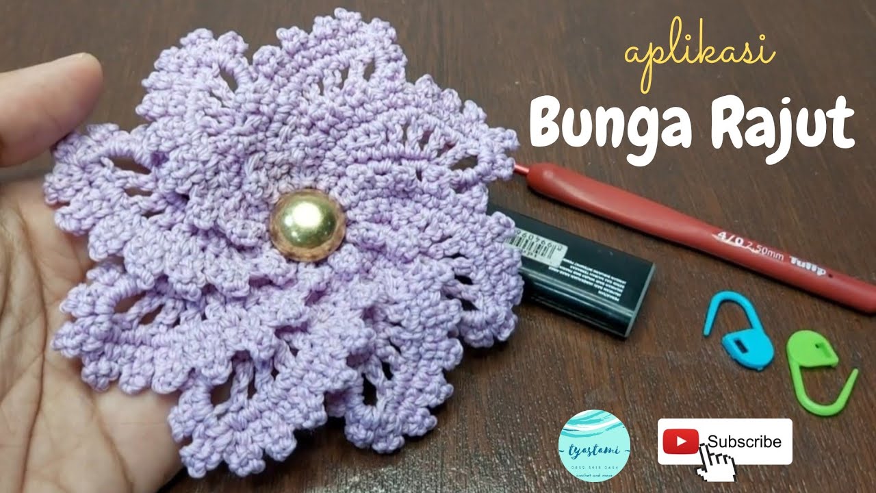 Bunga Rajut (2) - Bunga Spiral - Ide Souvenir Rajutan - Bros - Gift ...