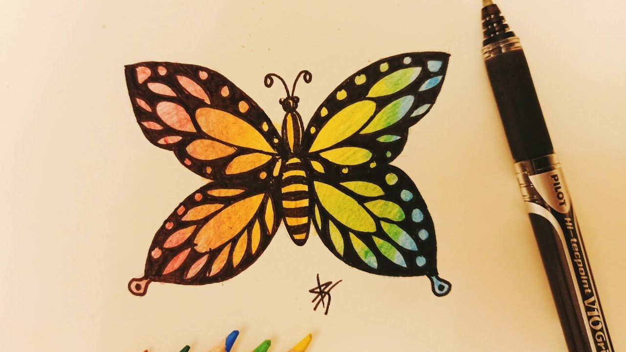 How to draw a Rainbow Butterfly !! Step by step tutorial ! - YouTube
