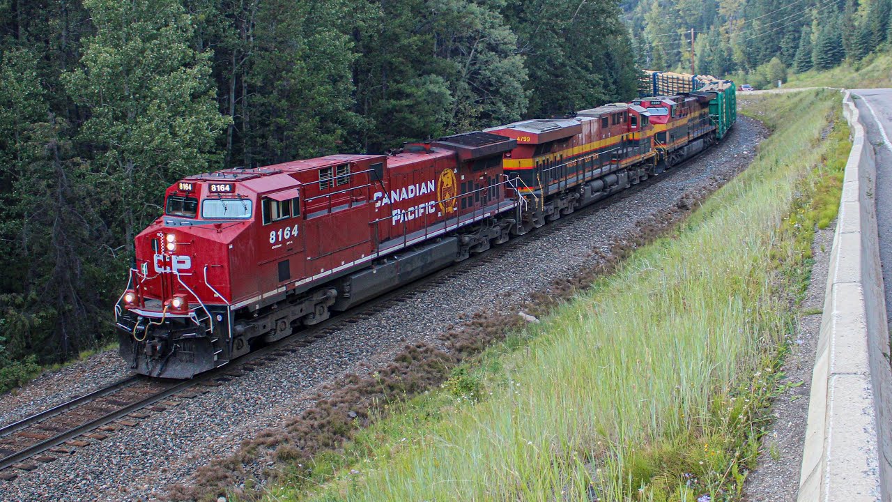 Double KCS Units!!!! CP 8164, KCS 4799 and KCS 4599 lead CP 416 East near Fabro, BC - YouTube