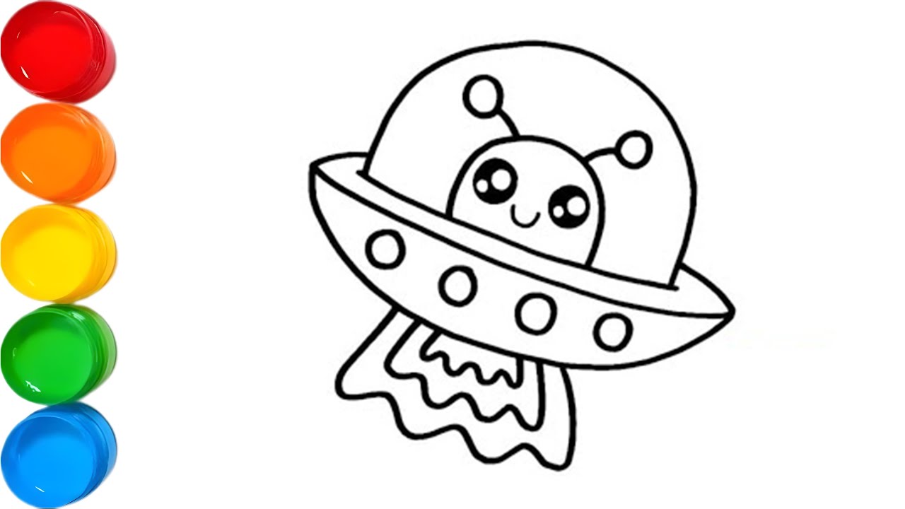 How to Draw an Alien Spaceship, Spaceship drawing, Easy Drawing - YouTube