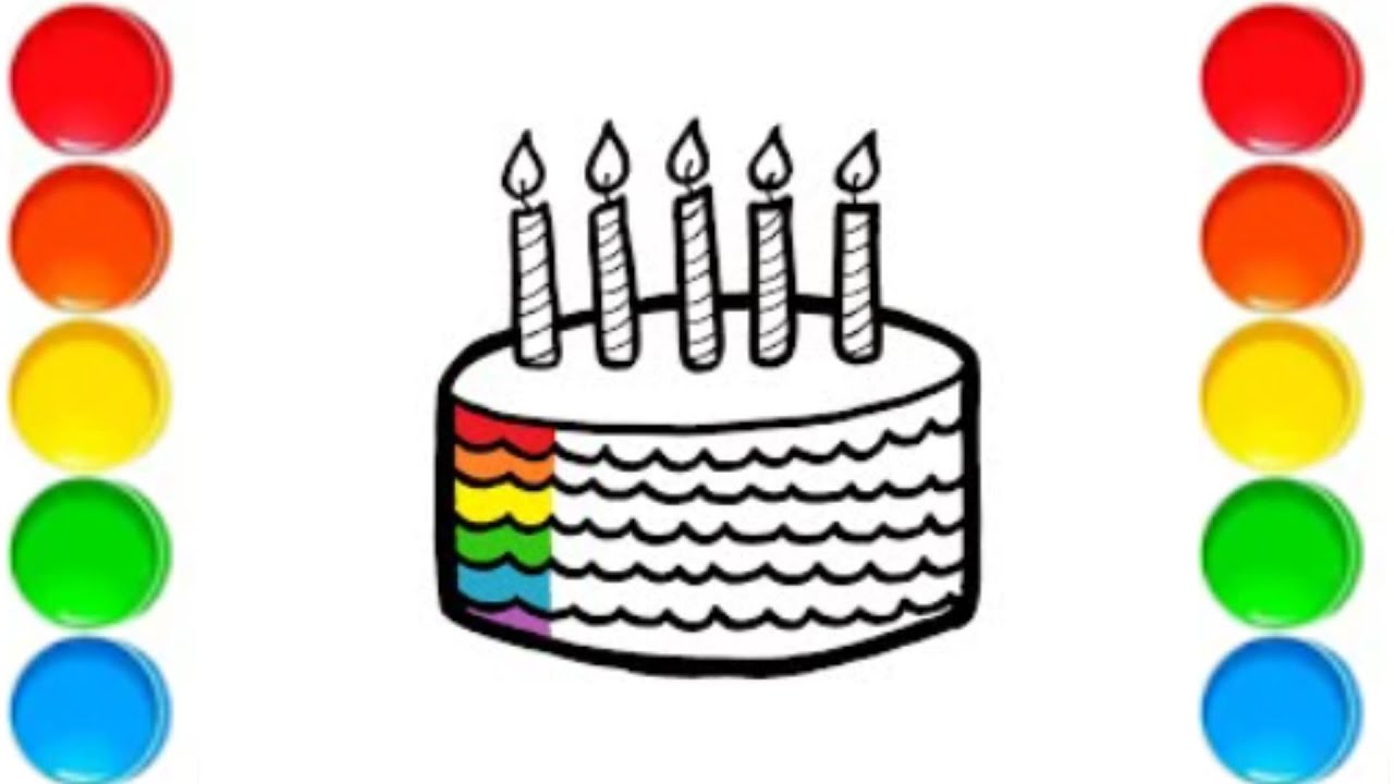 How to Draw a Rainbow Cake | Step by Step Drawing and Coloring | Easy ...