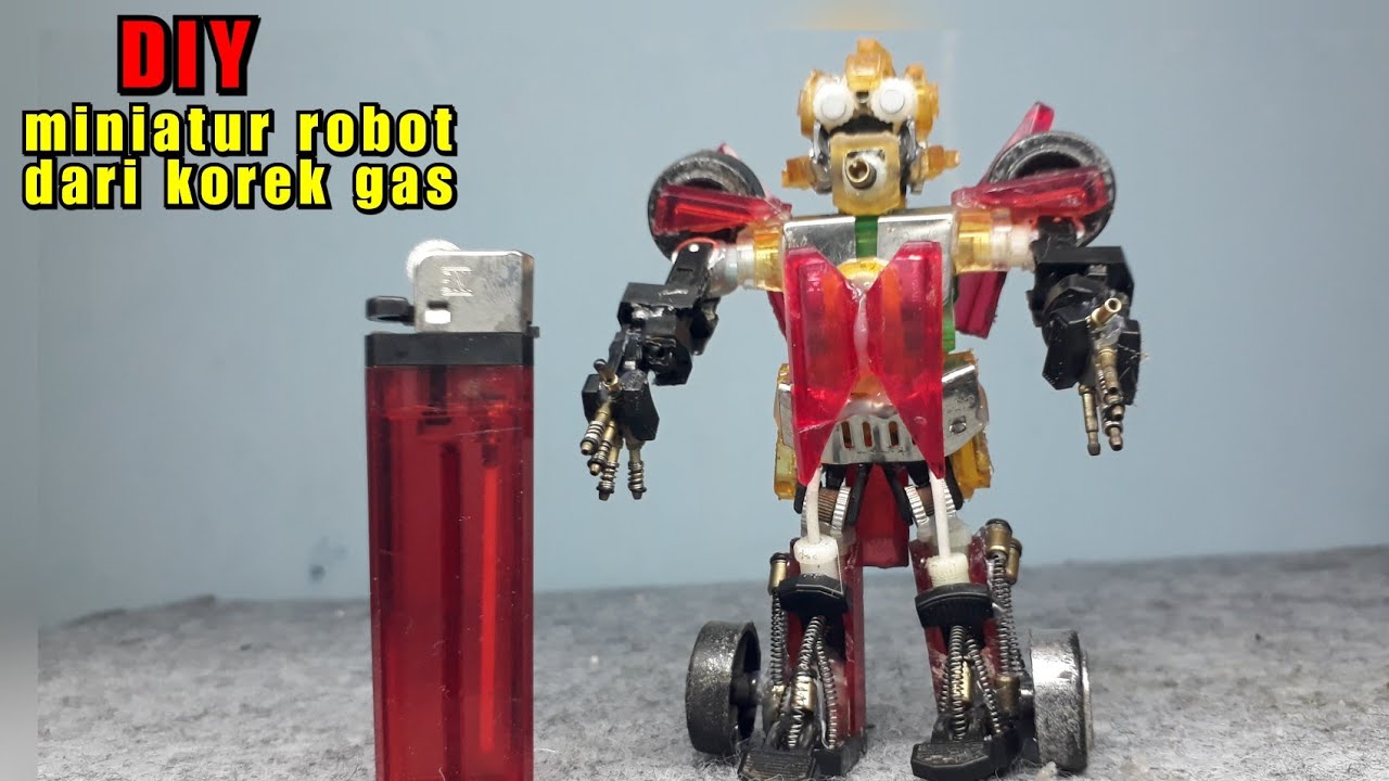 DIY//part2 tutorial membuat miniatur Robot dari limbah korek gas - YouTube