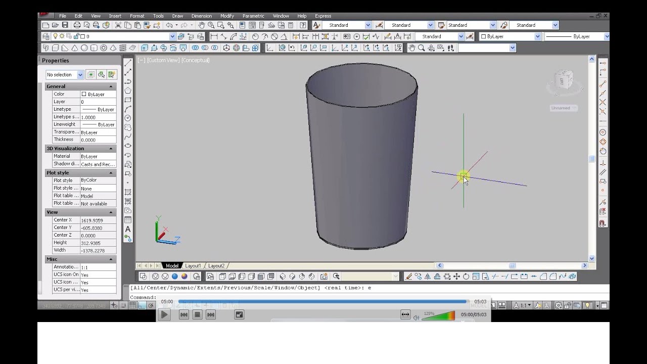 Tutorial Autocad 2012 Make Cup 2D to 3D - YouTube