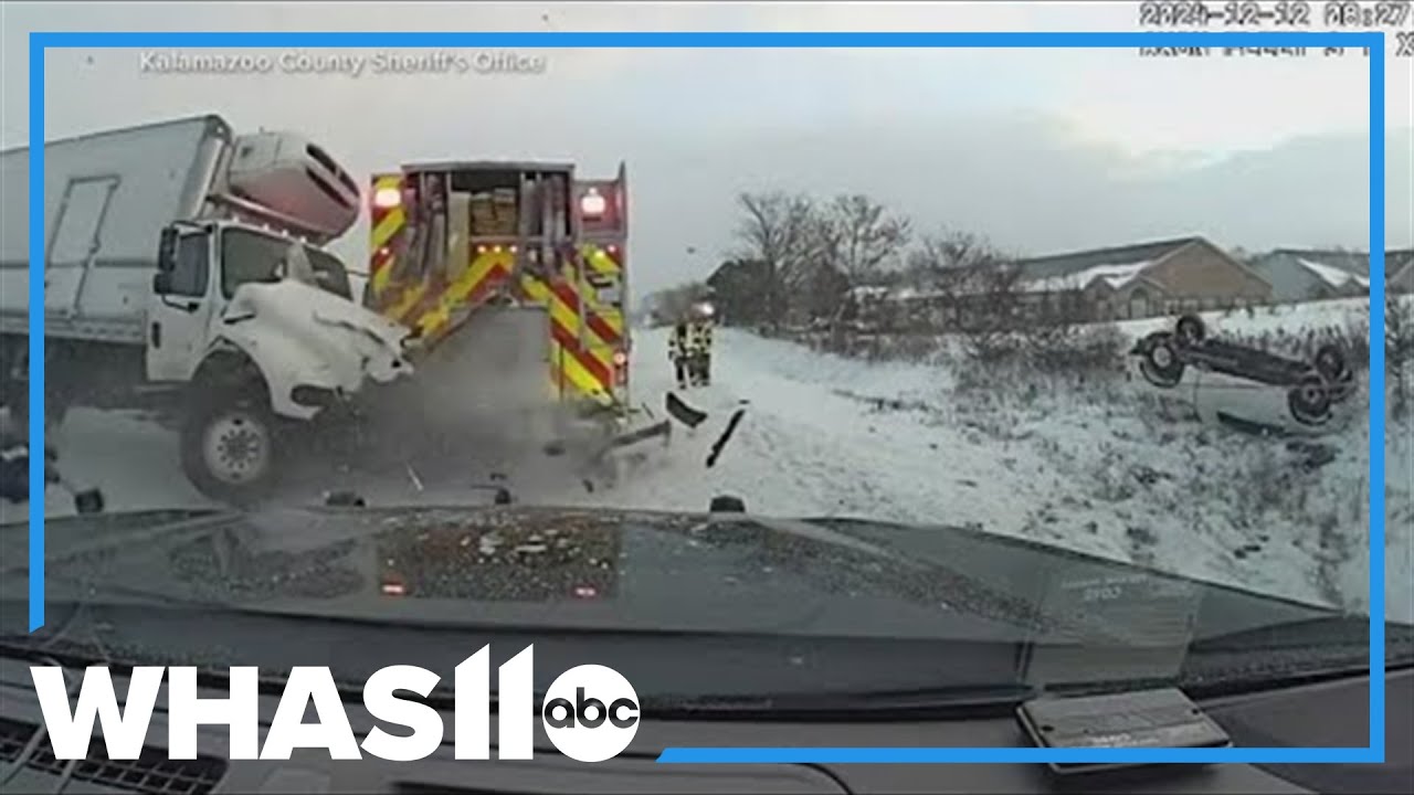 Dashcam shows dramatic crash in Michigan as it deals with thick ice and ...