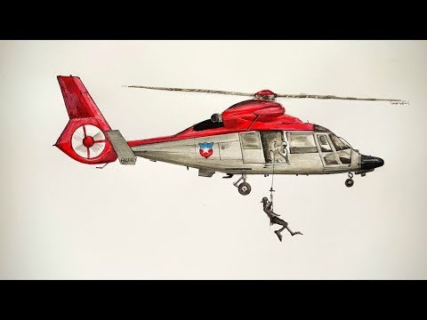 HELICOPTER DRAWING, AS365 mh65C Dauphin,speeddrawing - YouTube