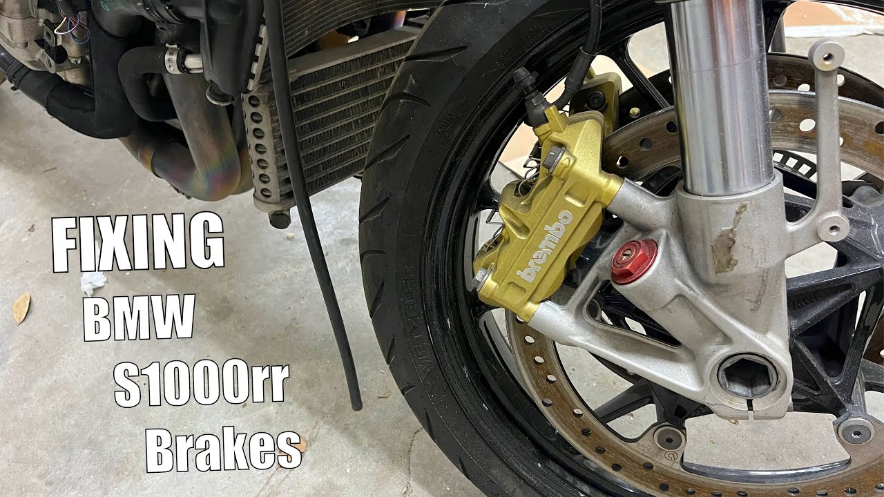 BMW S1000rr Wrecked Bike Rebuild ( PT. 5 NEW brake pads and Fluid Flush ...