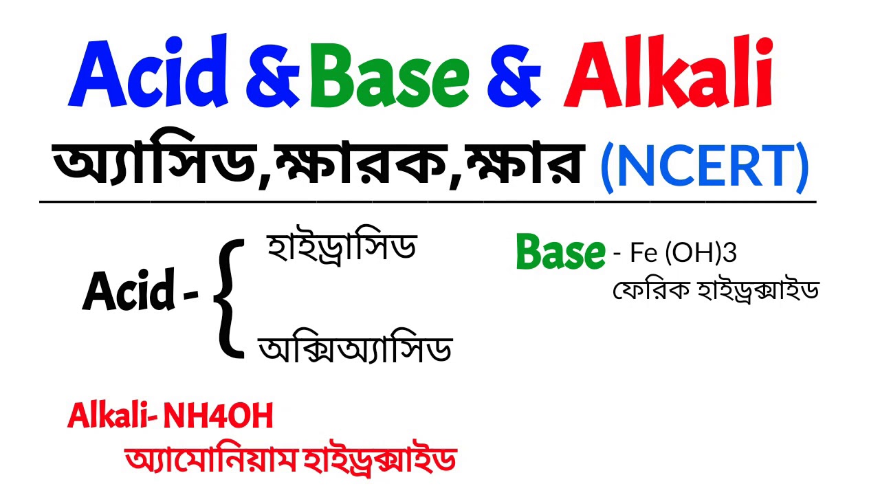 Acid Alkali Base | অ্যাসিড ক্ষারক এবং ক্ষার || Railway general Science ...
