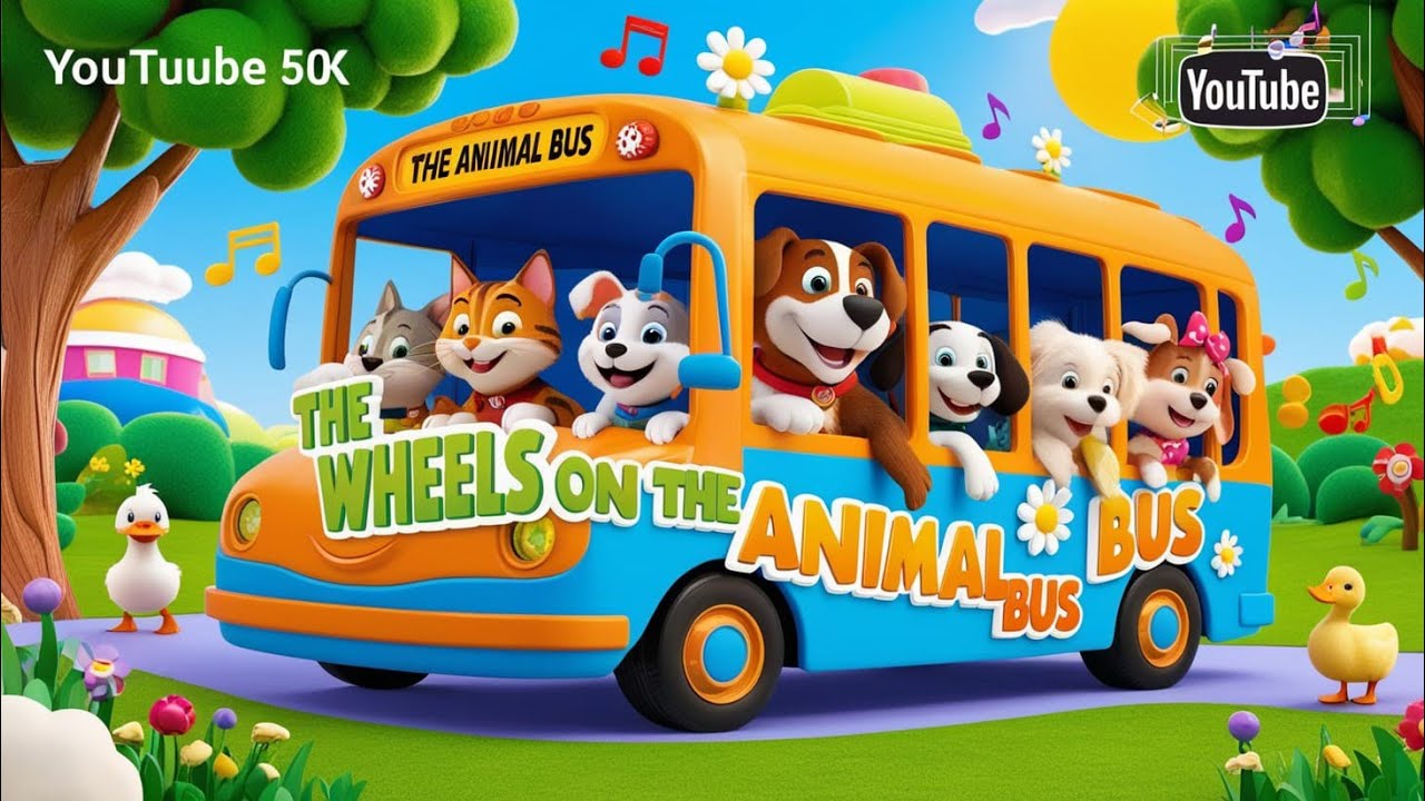 "🚍 The Wheels on the Animal Bus Go Round! 🎶 Fun Nursery Rhyme Adventure ...