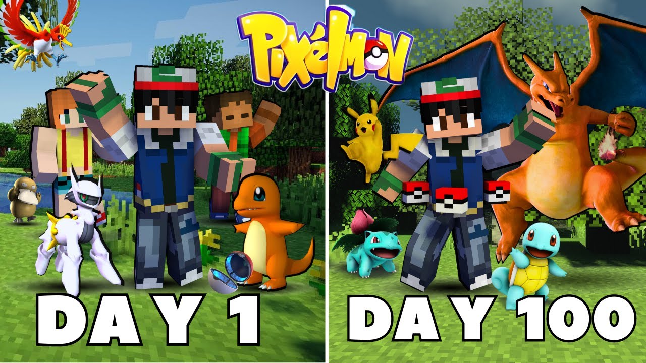 I Survived 100 DAYS as a POKEMON in HARDCORE Minecraft! अभी मजा आयेगा ...