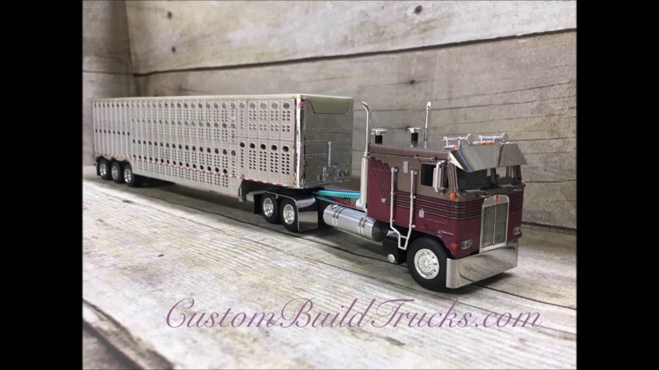 Purple Cabover with cattle pot trailer - YouTube