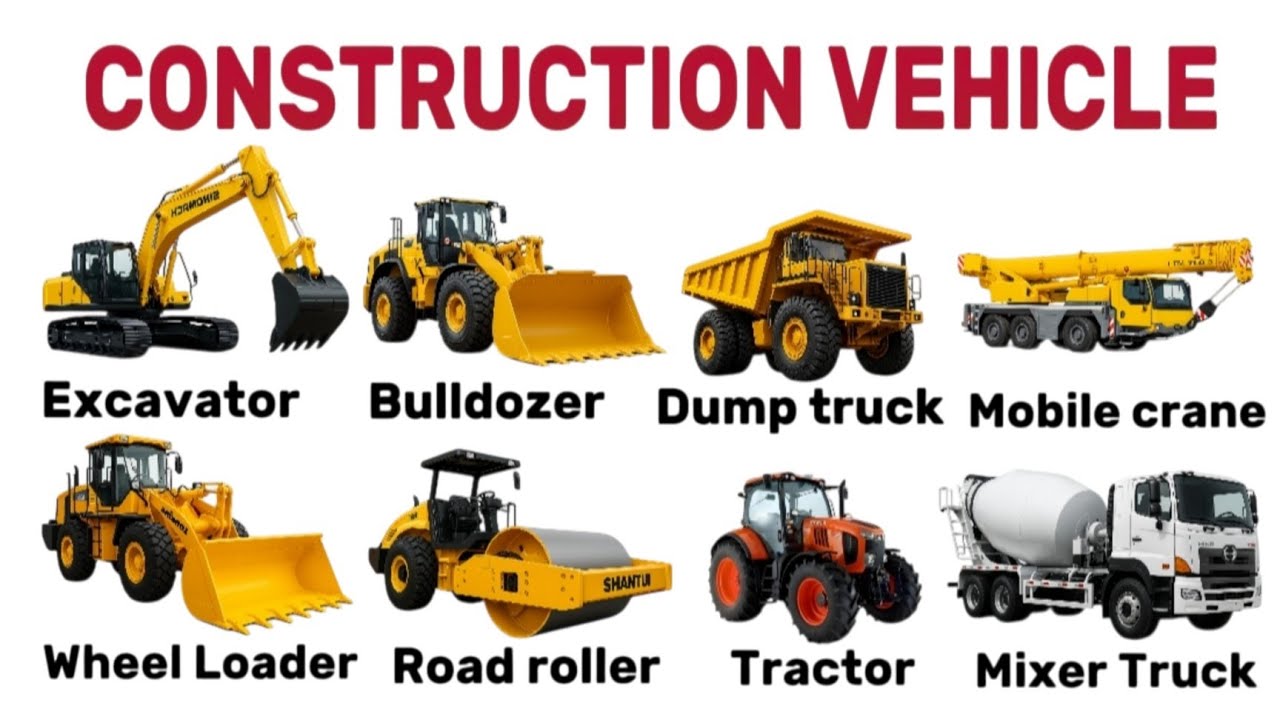 Construction Vehicles Names in English | Heavy Equipment & Industrial ...