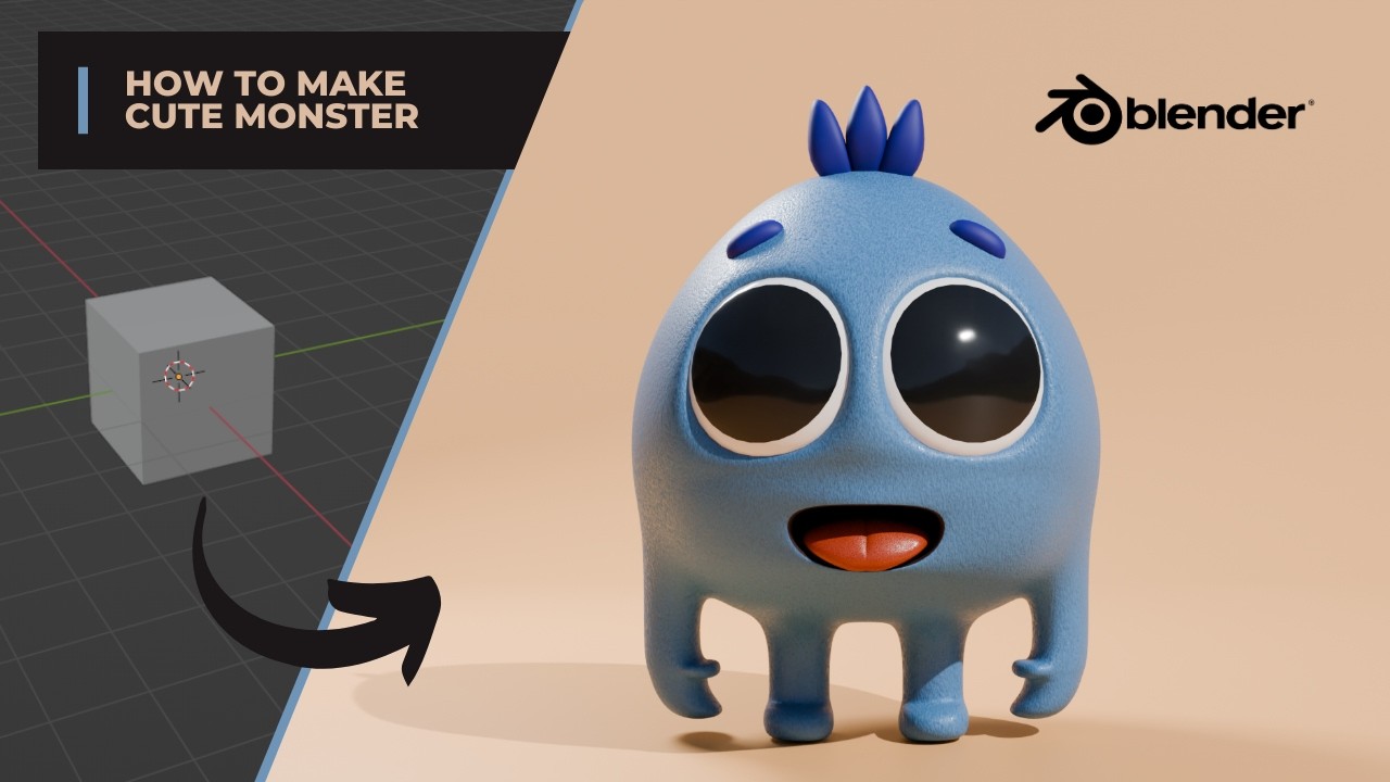 Creating a Stylized 3D Cute Monster in Blender – Full Modeling & Shading Timelapse - YouTube