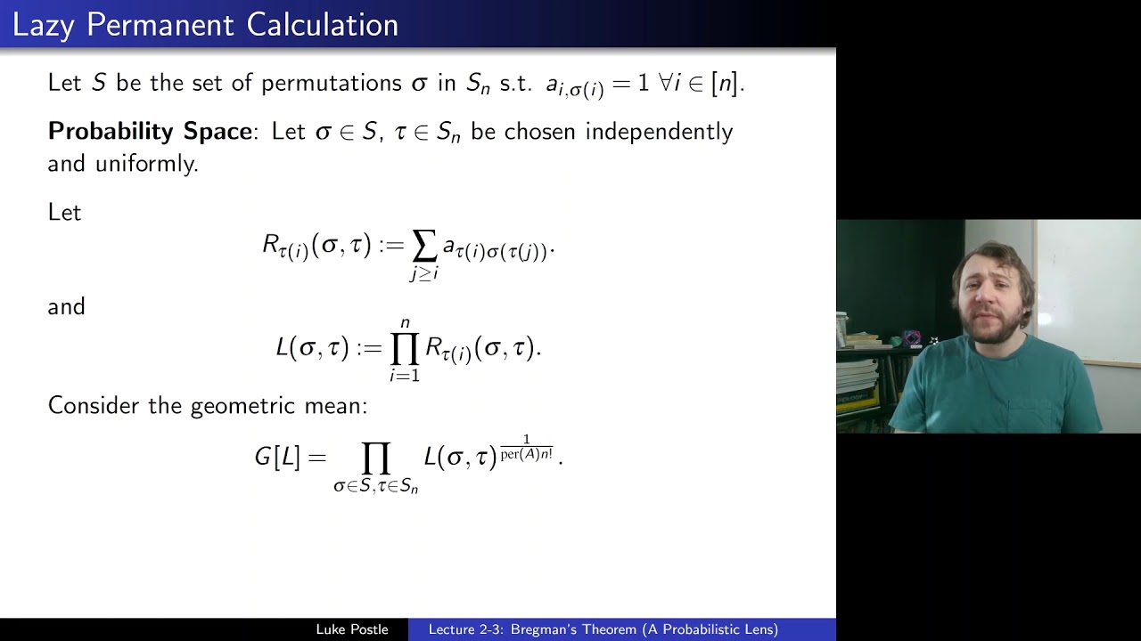 Probabilistic Methods 2-3: Bregman's Theorem - YouTube