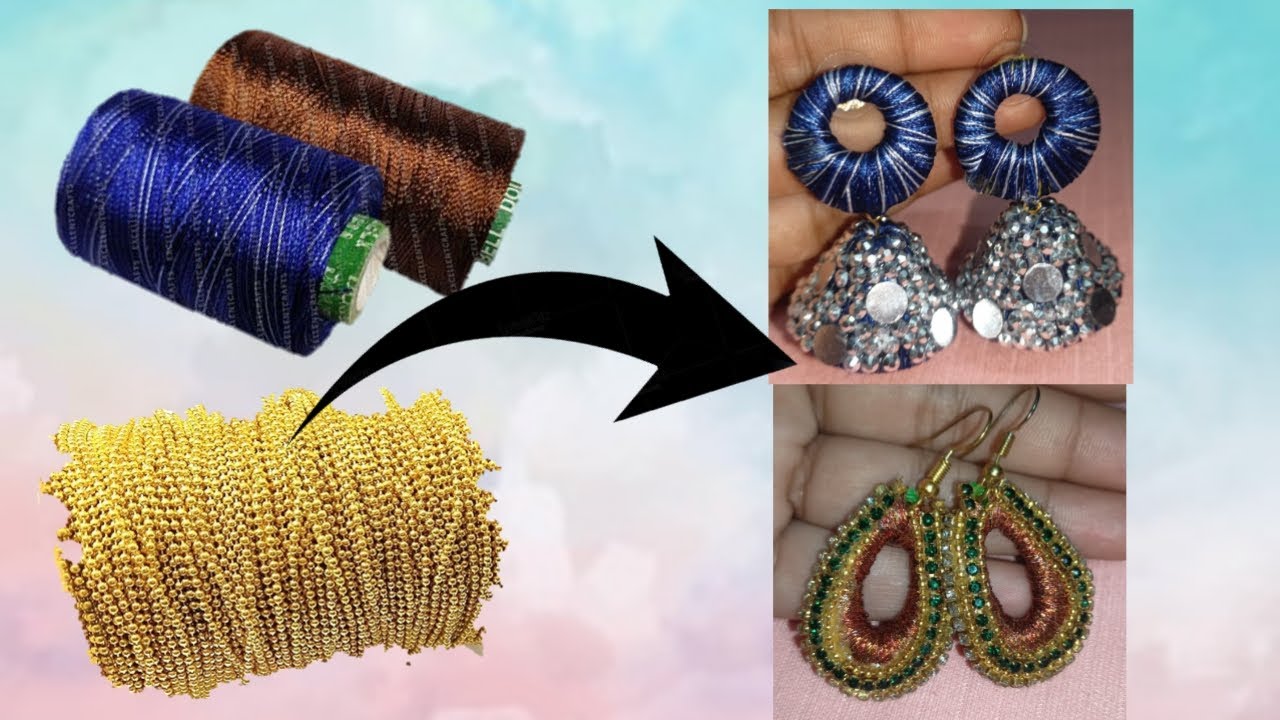 How to make thread Earrings #Alltypesofcrafts #thread earrings #craft ...