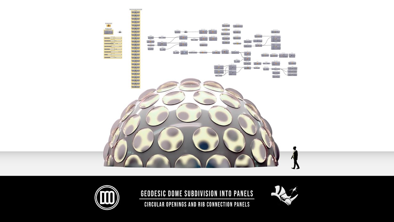 Parametric Geodesic Dome Perforated Panels Cleanup P2 Rhino Grasshopper Script Algorithm