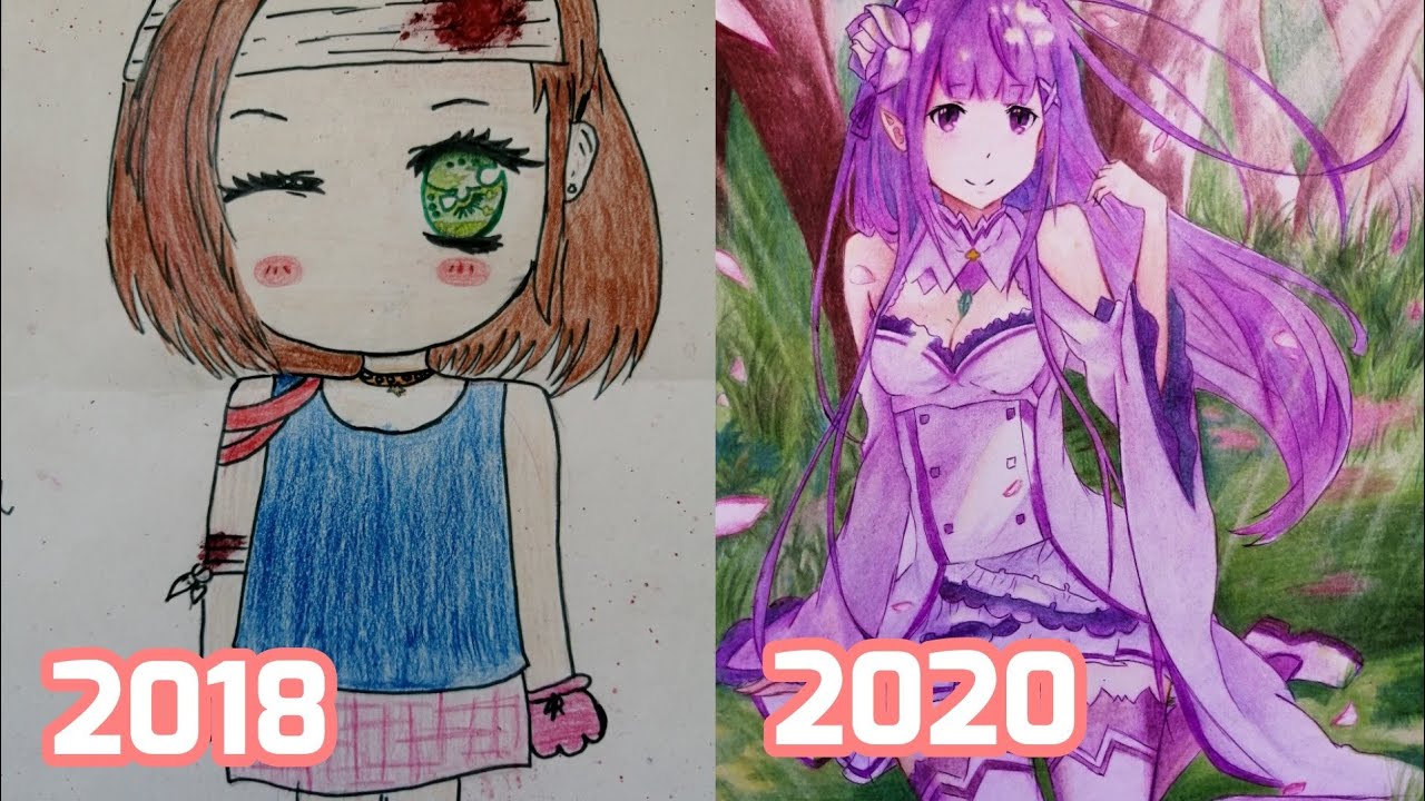 My art progress | anime drawing (in 2 years) - YouTube