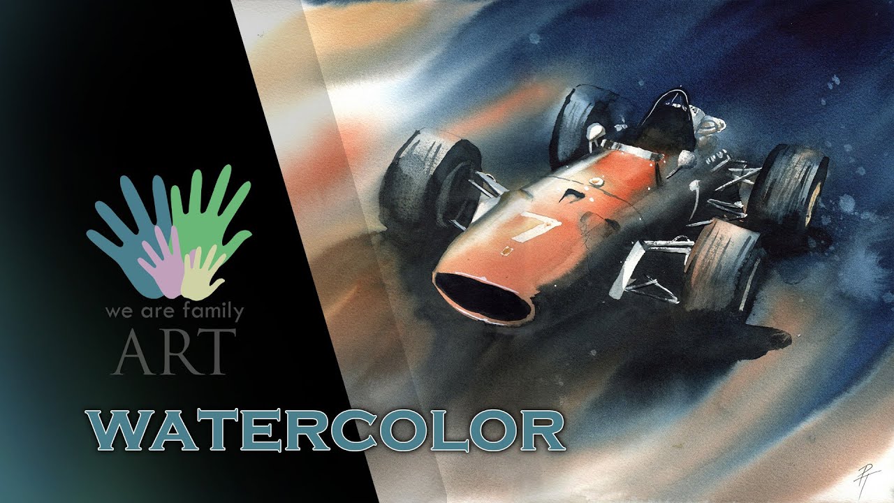 Watercolor speedpaint tutorial, Ferrari 312 1967 - YouTube