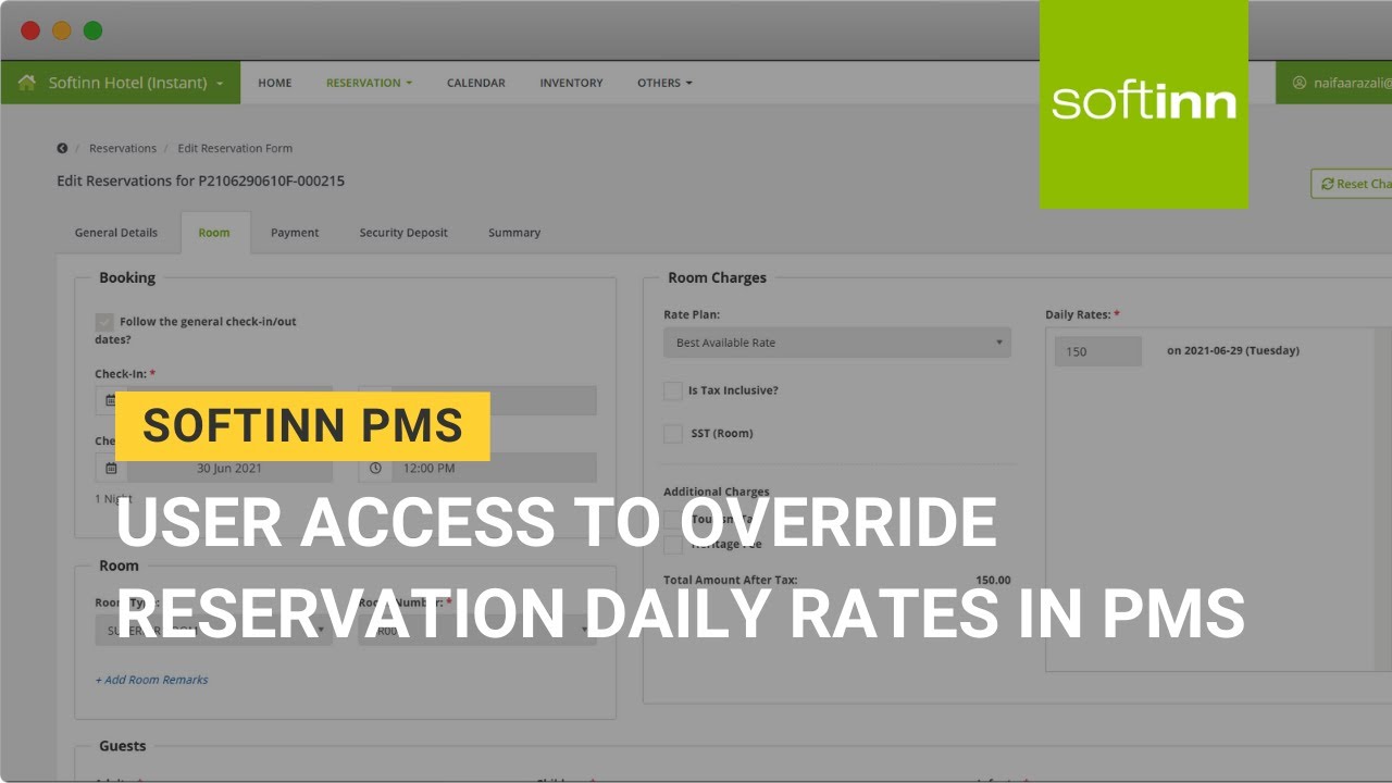 [OBSOLETE] User Access to Override Reservation Daily Rates in Softinn ...