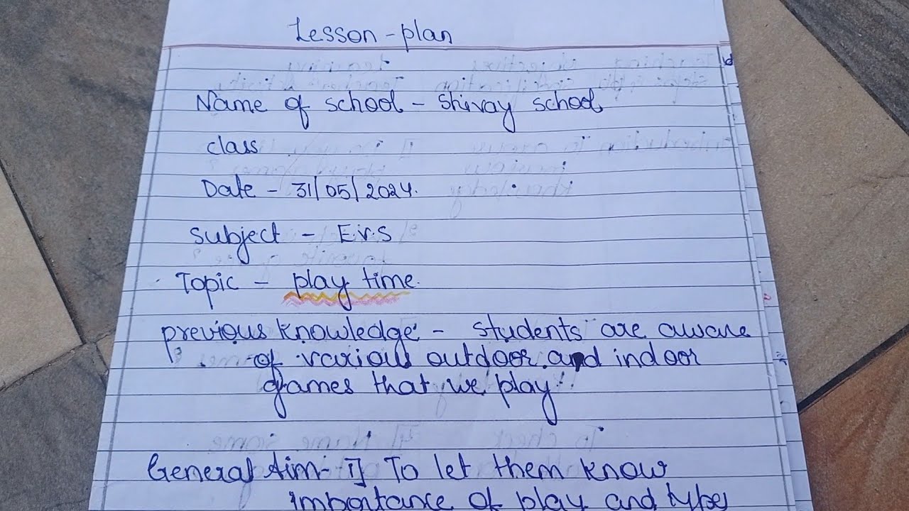 lesson plan format/ Evs lesson plan/ playing time/ how to make lesson ...