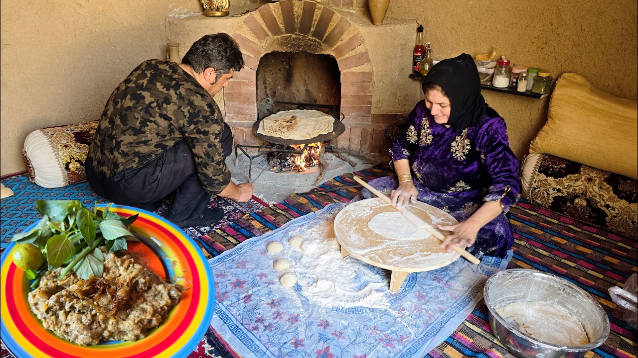 Nomadic Lifestyle of Iran | Baking Traditional Bread & Cooking Kashk ...