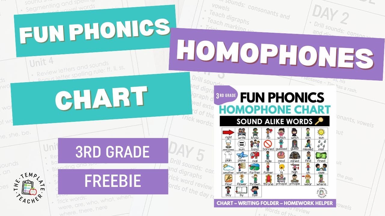 Homophone Chart Spelling Practice Review - FUN Phonics FULL Video - 1st ...