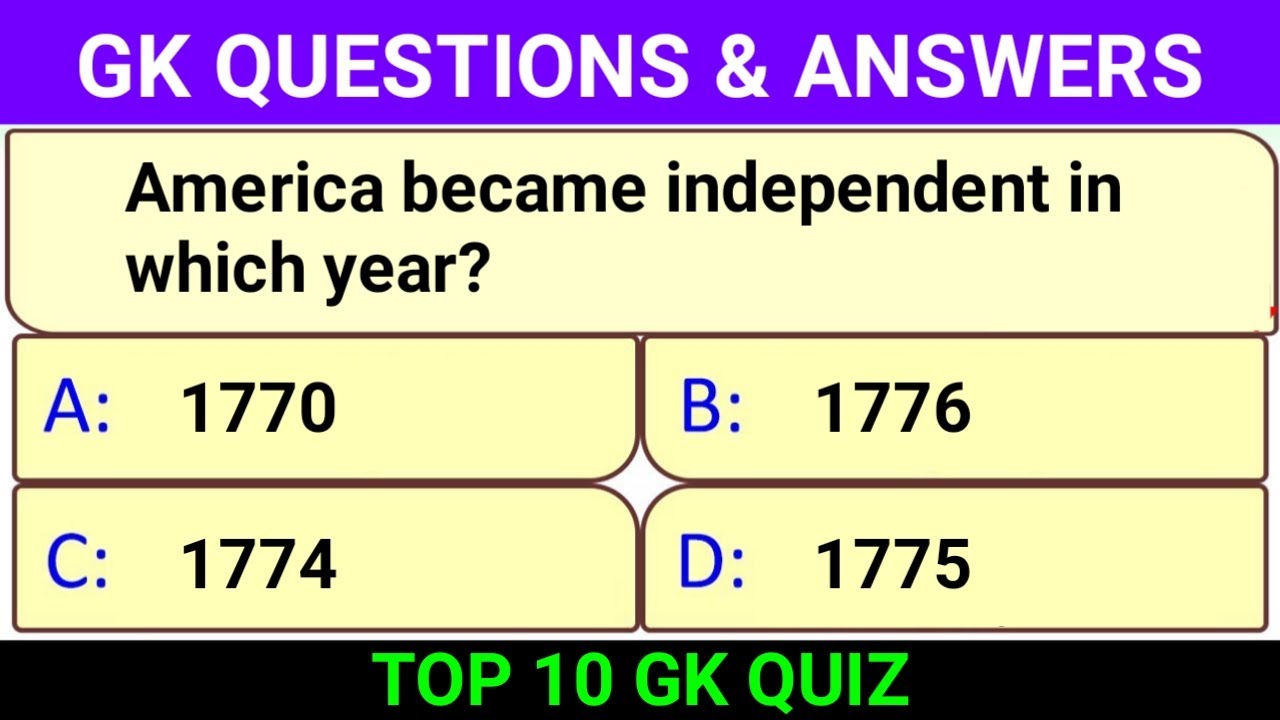 Multiple Choice Quiz With 10 Questions | GK Quiz Trivia | General ...
