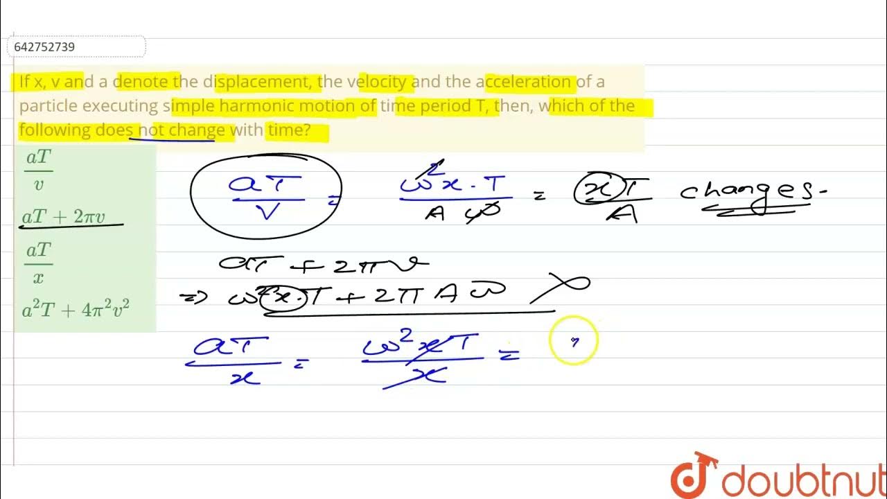If x, v and a denote the displacement, the velocity and the acceleration of a particle executin ...