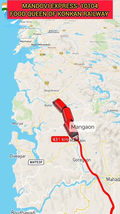 10104 MANDOVI EXPRESS ROUTE MAP|| FOOD QUEEN OF KONKAN RAILWAY🚂|| #instrumental #konkanrailway ...