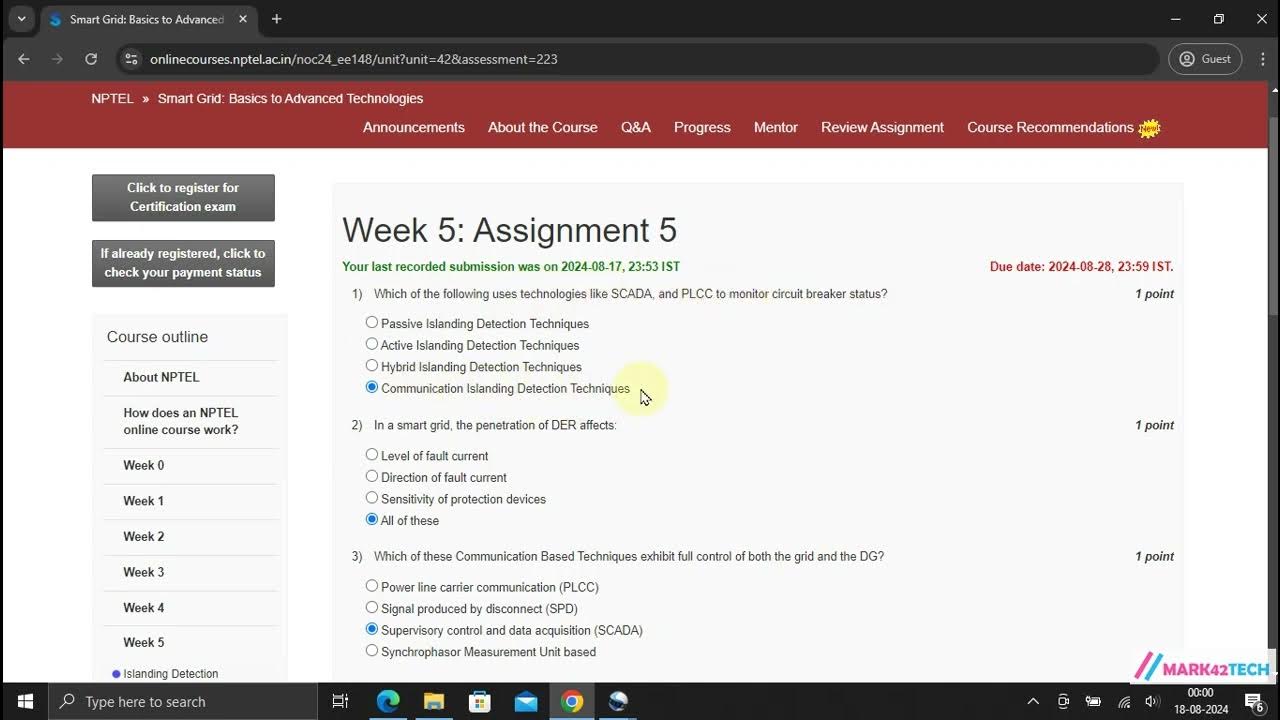 NPTEL Smart Grid: Basics to Advanced Technologies Week5 Assignment 5 Solution July 2024 - YouTube