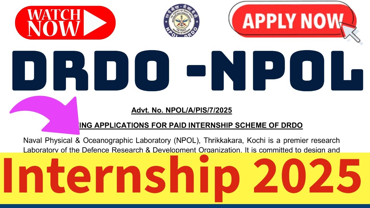 DRDO- Naval Physical & Oceanographic Laboratory Paid Internship Program ...