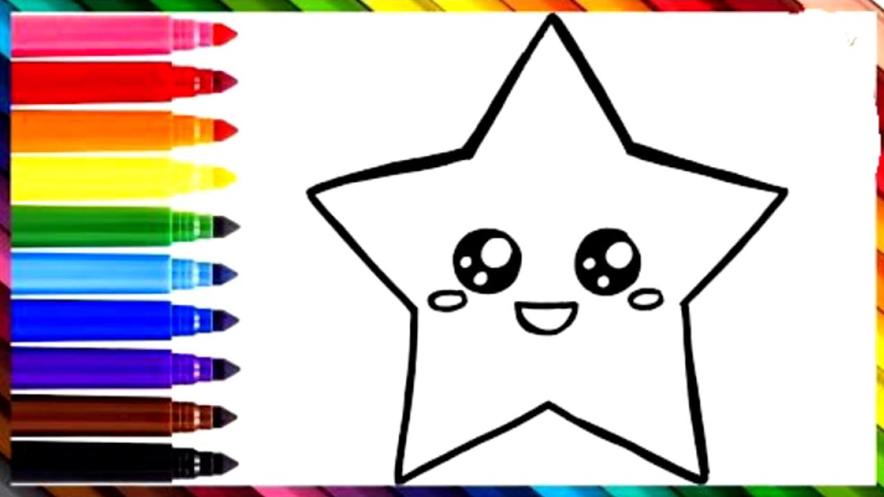 How to draw and colour A Cute STAR // Star drawing easy// Star drawing ...