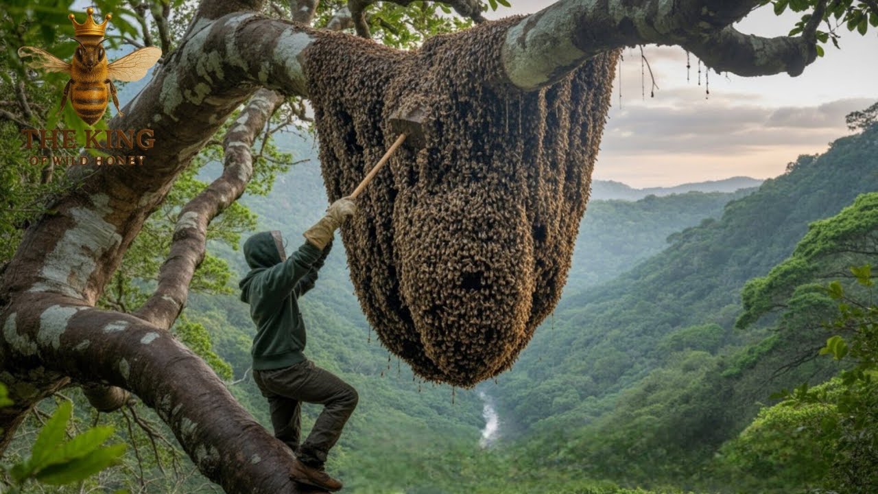 Harvesting Wild Honey – Giant Beehive in the Jungle - YouTube