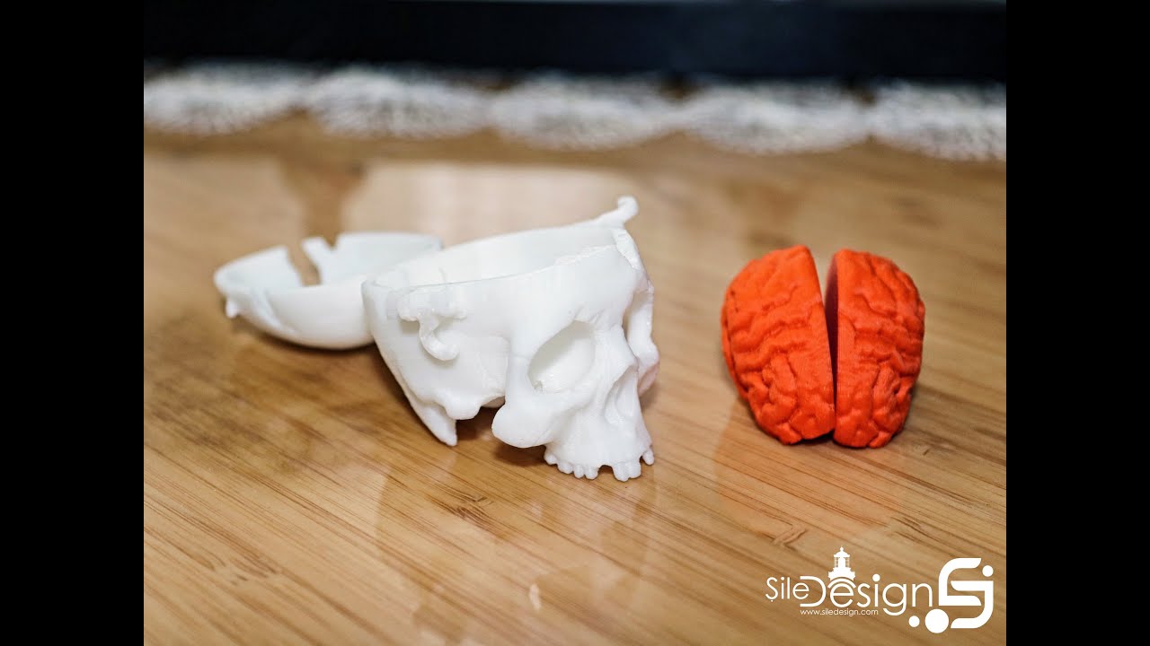 Skull & Brain keychain 3D Printing - YouTube
