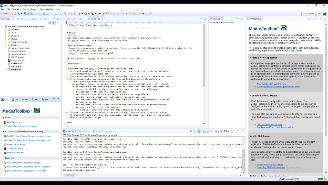 Uploading Program To Cypress CYBT-213043-MESH using Modus ToolBox - YouTube